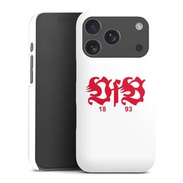 DeinDesign iPhone 17 Pro Handy Premium Case Smartphone Handyh&uuml;lle Schutzh&uuml;lle gl&auml;nzend Official Licensed Product Lettering Vfb Stuttgart Premium Case
