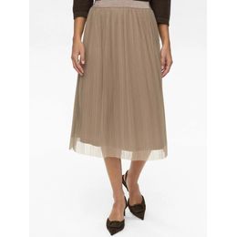 Nümph Midirock NÜMPH "Nümph Skirt NUMEA", Damen, Gr. 38, taupe gray, Obermaterial: 100% Polyester, Röcke
