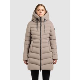 Steppmantel Khujo "TUHANI5", Damen, Gr. L (40), greige, Steppware, Obermaterial: 100% Polyester. Futter: 100% Nylon. Wattierung: 100% Polyester, unifarben, hüftbedeckend, elastischer Bund, Mäntel, mattes Obermaterial