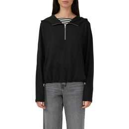 Sweatshirt s.Oliver, Damen, Gr. 34, schwarz, Sweatware, Obermaterial: 47% Modal, 41% Polyester, 12% Elasthan, unifarben, relaxed fit taillenbedeckt, ohne Ausschnitt, Fledermausärmel, Sweatshirts, mit Fledermausärmeln