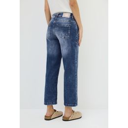 Loose-fit-Jeans Cecil, Damen, Gr. 31, Länge 26, blau (mid blau wash), Jeans, 78% Baumwolle, 20% Polyester, 2% Elasthan, unifarben, knöchelfrei, Jeans, High Waist