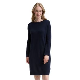 Strickkleid Tom Tailor, Damen, Gr. 34, N-Gr, lunar eclipse, Strick, Obermaterial: 55% Baumwolle, 26% Polyamid, 11% Polyacryl, 5% Wolle, 3% sonstige Fasern, meliert, regular fit kniebedeckend, U-Boot-Ausschnitt, Rippbündchen, Kleider, mit Rippbündchen