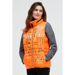 Steppweste SOCCX, Damen, Gr. XXL, brilliant orange neon, Material: 100% Polyester, Futter: 100% Polyamid, Füllung: 100% Polyester, bedruckt, slim fit normal, Westen, mit integrierter Kapuze