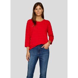 3/4-Arm-Shirt Rabe, Damen, Gr. 42, mohn, Rippware, Obermaterial: 68% Viskose, 28% Polyester, 4% Elasthan, Strukturmuster, regular fit taillenbedeckt, Rundhals, Shirts, mit Struktur Muster