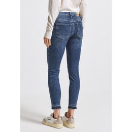 Slim-fit-Jeans Street One, Damen, Gr. 31, Länge 28, blau (authentic blau washed), Jeans, 82% Baumwolle, 16% Polyester, 2% Elasthan, unifarben, knöchelfrei, Jeans Slim-fit-Jeans, Middle Waist