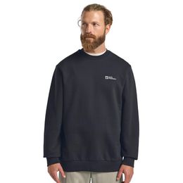 Langarmshirt Jack Wolfskin "ESSENTIAL CREWNECK M", Herren, Gr. M (50), blau (schwarz, navy), Oberstoff: 100% BAUMWOLLE ; Kontrastmaterial 1: 95% BAUMWOLLE, 5% ELASTHAN; Kontrastmaterial 2: 100% BAUMWOLLE, Shirts