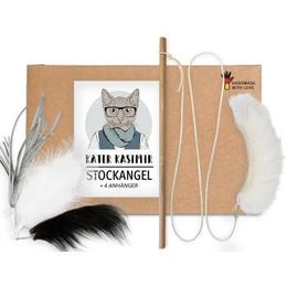 Kater Kasimir Katzenangel Set aus Buchenholz mit 4 handgemachten Anh&auml;ngern