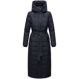 Steppmantel Navahoo "Das Teil XIV", Damen, Gr. L (40), blau (navy), Oberstoff: 100% Polyester, Futter: 100% Polyester, Wattierung: 100% Polyester, Ärmelfutter: 100% Polyester, gerade wadenlang, hoch geschlossener Ausschnitt, Ärmel ohne Ärmelschlitz Rippstrickbündchen, Mäntel, extralanger Wintermantel mit abnehmbaren Kunstfellkragen