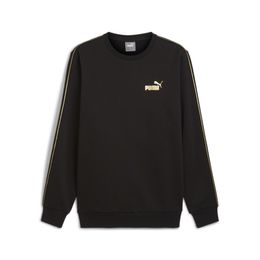 Langarmshirt Puma "ESS TAPE MINIMAL GOLD CREW FL", Herren, Gr. L, schwarz (Puma schwarz), Fleece, Obermaterial: 66% Baumwolle, 34% Polyester, unifarben, regular fit normal, Rundhals, Shirts
