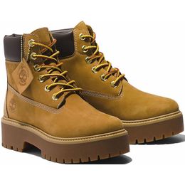 Schnürboots Timberland "STONE STREET6 INCH LACE UP WATERPROOF BOOT", Gr. 42, gelb (wheat), Leder, Synthetik, Schuhe, Winterstiefel, Schnürstiefel, Winterschuhe, wasserdicht