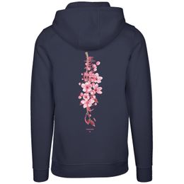 Kapuzenpullover F4NT4STIC "Cherry Blossom", Damen, Gr. M, blau (navy), Obermaterial: 65% Baumwolle, 35% Polyester, relaxed fit, Pullover, Hoodie, Warm, Bequem