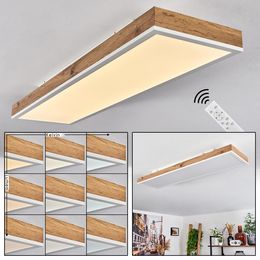 hofstein Salmi Deckenleuchte LED Braun, Holzoptik, Wei&szlig;, 1-flammig, Fernbedienung