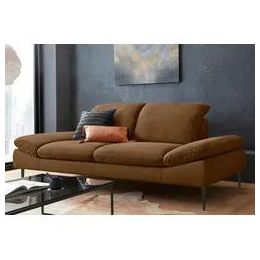2,5-Sitzer W.Schillig "enjoy&MORE", braun (chocolate s37), B:232cm H:87cm T:110cm, Chenille-Flachgewebe R66 (85% Polyester, 15% Nylon);Longlife Xtra-Leder Z59: Glattleder mit modischer Prägung. Hautstärke 0, 9 - 1, 1 mm;Stoff S37 (100% Polyester), Sofas, Sitztiefenverstellung, Füße schwarz pulverbeschichtet, Breite 232 cm