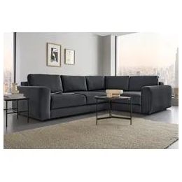 Ecksofa Places of Style "Bloomfield, Breite 304cm, Mega Polsterecke mit viel Platz, L-Form", grau (anthrazit), B:304cm H:84cm T:224cm, 100% Polyester, Sofas, extra tiefe Sitzfläche, wahlweise mit Sitztiefenverstellung