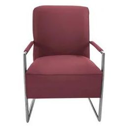 K+w Komfort & Wohnen Cocktailsessel K+W KOMFORT & WOHNEN, rot (rubin), B:62cm H:77cm T:83cm, Sessel, mit bezogenen Armlehnen, Gestell in Metall Edelstahloptik