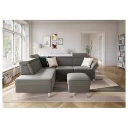 Sit & More Ecksofa SIT & MORE "Vincenzo L-Form", grau, B:245cm H:84cm T:193cm, Sofas, inklusive Kopfteilverstellung, wahlweise mit Bettfunktion, Bettkasten