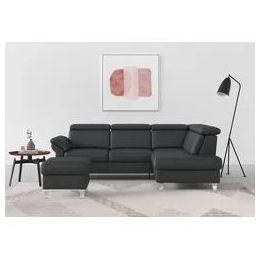 Sit & More Ecksofa SIT & MORE "Arngast L-Form", schwarz, B:245cm H:84cm T:194cm, Sofas, inklusive Kopfteilverstellung und Federkern