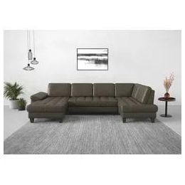 Sit & More Wohnlandschaft SIT & MORE "Westham U-Form", grau (anthrazit), B:338cm H:88cm T:172cm, 100% Polyester, Sofas, wahlweise mit Bettfunktion, Bettkasten, Sitztiefenverstellung