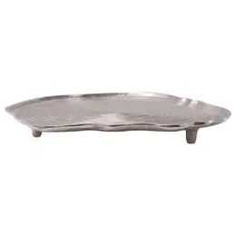 Dekoobjekt Kayoom "Dekotablett Wood Art 425", silber (silberfarben), B:39,5cm H:5cm T:39,5cm Ø:39,5cm, Dekofiguren