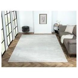 Teppich "My Heaven, LAGERRÄUMUNG", bunt (cream, weiß, hellgrau), B:200cm H:10mm L:290cm, Polyester, MyFlair MÖBEL & ACCESSOIRES, Teppiche, Fransenteppich, Kurzflor, Scandi-Look, besonders weich durch Microfaser, mit Fransen