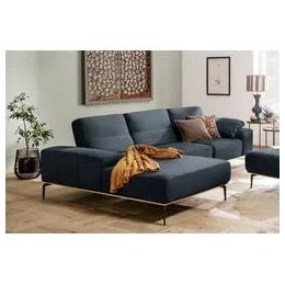 Ecksofa W.Schillig "run, Designsofa mit tollem Sitzkomfort, bequem, L-Form", blau (blau z73), B:319cm H:88cm T:178cm, Longlife Xtra-Leder Z73: Naturwalkleder der Luxusklasse aus den erlesensten Rohhäuten. Hautstärke 1, 1 – 1, 3 mm;ROHLEDER Jacquard-Flachgewebe Q2 W60 (63% Polyester, 37% Polyacryl);ROHLEDER Chenille-Flachgewebe Q2 W77 (68% Polyacryl, 32% Polyester);Stoff S37 (100% Polyester), Sofas