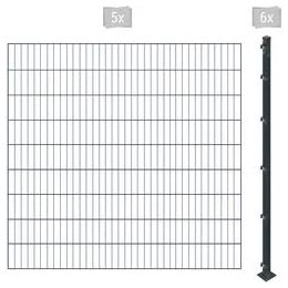 Einstabmattenzaun Arvotec "ESSENTIAL 180 zum Einbetonieren", grau (anthrazit), H:180cm, Kunststoff, Stahl, Zaunelemente, Zaunh&ouml;he 180 cm, Zaunl&auml;nge 2 - 60 m