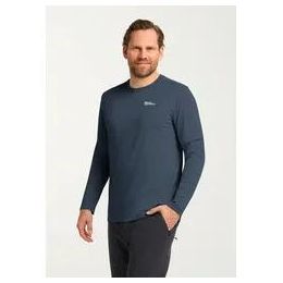 Rundhalspullover Jack Wolfskin "SKY THERMAL L/S M", Herren, Gr. XXL (58), blau (midnight, sky), Oberstoff: 100% POLYESTER, Pullover