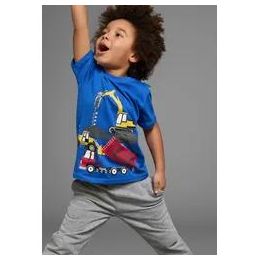 T-Shirt Kidsworld "mit coolen BAUMASCHINEN Print", Jungen, Gr. 128/134, blau, Single Jersey, Obermaterial: 100% Baumwolle, bedruckt, Basic, Rundhals, Shirts T-Shirt, Kurzarm, Basic-Passform, bedruckt, Rundhalsausschnitt