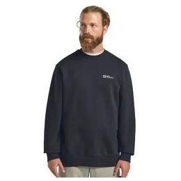 Langarmshirt Jack Wolfskin "ESSENTIAL CREWNECK M", Herren, Gr. XXL (58), blau (schwarz, navy), Oberstoff: 100% BAUMWOLLE ; Kontrastmaterial 1: 95% BAUMWOLLE, 5% ELASTHAN; Kontrastmaterial 2: 100% BAUMWOLLE, Shirts