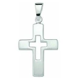 Kreuzkette ADELIA ́S "Halskette - Kreuzkette mit Kreuz Anhänger aus 925 Silber", silber, Halsketten, Damen, Silber 925 (Sterlingsilber), Schmuckset mit bis 45 cm stufenlos verstellbarer 925 Silber Halskette