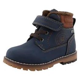 Winterboots Tom Tailor, Kinder, Gr. 24, blau (dunkelblau), Lederimitat, kontrastfarbene Details, casual, Schuhe, mit Klettverschluss