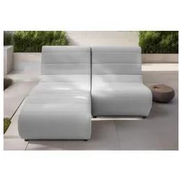 Ecksofa DOMO collection "Soleil, pflegeleichter und wetterfester Bezug L-Form", grau (anthrazit), B:146cm H:80cm T:152cm, 100% solution dyed Acryl, Sofas, Outdoor, besonderes Design und Formgebung, individuell erweiterbar