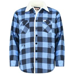 Große Größen Kamro Gefütterte Hemdjacke im Holzfäller-Stil Farbe hellblau Größe: 3XL