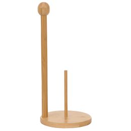 Küchenrollenhalter HWC-B84, Rollenhalter Küchenpapierständer Ständer, Bambus 34x16x16cm