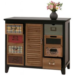 Apothekerkommode HWC-O63, Schrank Schubladen Etikettenhalter Vintage Shabby Fensterladen 80x91x40cm ~ Korpus schwarz