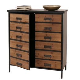 Apothekerkommode HWC-O79, Schrank Highboard Staufächer, Vintage Shabby-Look 94x80x35cm, natur