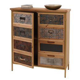 Apothekerkommode HWC-O79, Schrank Highboard Staufächer, Vintage Shabby-Look 94x80x35cm, weiß/blau