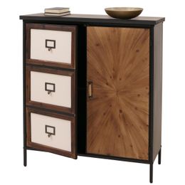 Apothekerkommode HWC-O79, Schrank Highboard Staufächer, Vintage Shabby-Look 94x80x35cm, natur hell