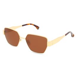 Fielmann BD 591 SUN FA VEGA | Damen-Sonnenbrille | Fassung: Vollrand, Geometrisch, Edelstahl, Gold Glänzend | Glasfarbe: Braun