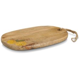 Servierbrett zeller PRESENT "Schneide-/Servierbrett "Lemon", Mangoholz", hellbraun, B:25cm H:2cm L:38cm, Massivholz, Schneidebretter, Zitronenmotiv, natürliches Material