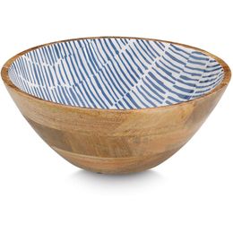 Schale zeller PRESENT "Mangoholz, blau", blau, H:12cm Ø:30cm, Massivholz, Schüsseln, hochwertiges natürliches Material