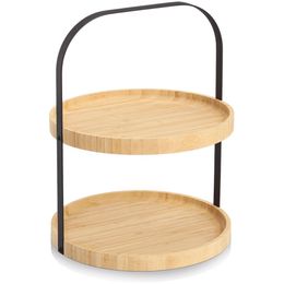 Etagere zeller PRESENT "2-stufig", schwarz, B:25cm H:33cm L:25cm, Bambus, Metall, Servierplatten, Etagere, Hochwertiges Material