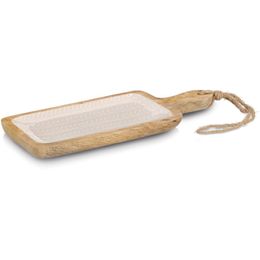 Servierbrett zeller PRESENT "Servierplatte, Mangoholz", beige, B:15,2cm H:2,5cm L:38cm, Massivholz, Schneidebretter, Kordel zum Aufhängen, Epoxidharz-Beschichtung