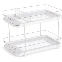 Standregal zeller PRESENT "Etagenregal, Kunststoff", transparent, weiß, B:21,3cm H:23,5cm T:33,3cm, Kunststoff, Regale, mit Schiebesystem, pflegeleicht