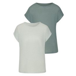 Vivance Kurzarmshirt 'mit modischer Waffelstruktur' mehrfarbig Gr. 32/34 für Damen. Mit Rundhals. Bequem. Nachhaltig.