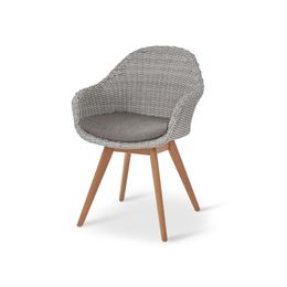 Tchibo - Schalenstuhl mit Polyrattangeflecht - 60,5x65x86cm - hellgrau - Eukalyptusholz / Polyethylen / Stahl