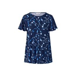Tchibo - Blusenshirt mit Flügelärmeln - Damen - Gr. L - dunkelblau/print