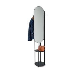 Tchibo - Standgarderobe mit großem Spiegel - 43x35x187cm - schwarz - Stahl / Glas