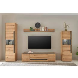 Pharao24.de Wohnwand Schrankwand in modernem Design mit Griffmulden (vierteilig)