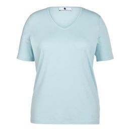 Anna Aura - Shirt mit gerundetem V-Ausschnitt, blau, Gr. 48 / XL